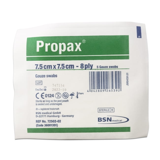 BSN Medical Propax Handy Sterile Gauze Swabs 7.5x7.5cm Pack Of 5 ...