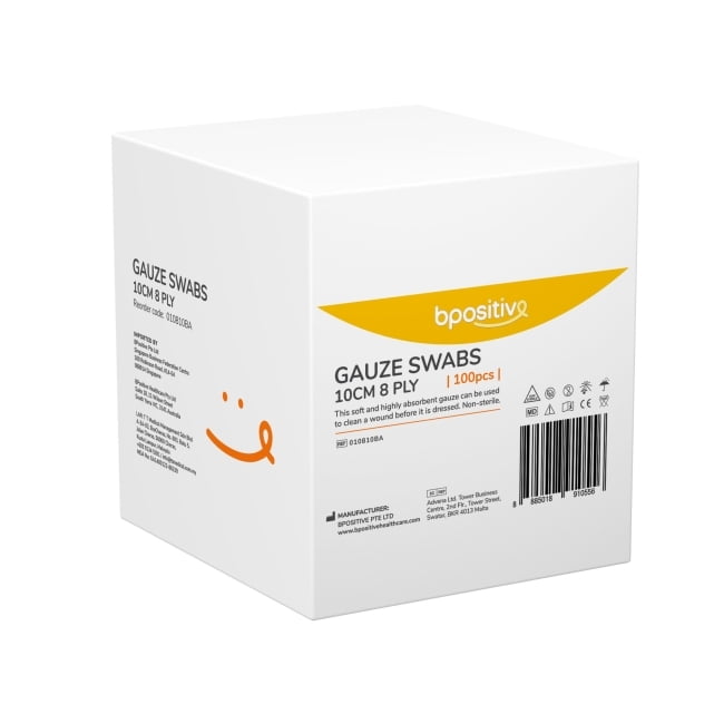 Bpositive Non-Sterile Gauze Swabs 10cm Pack Of 100 | Hytex Healthcare