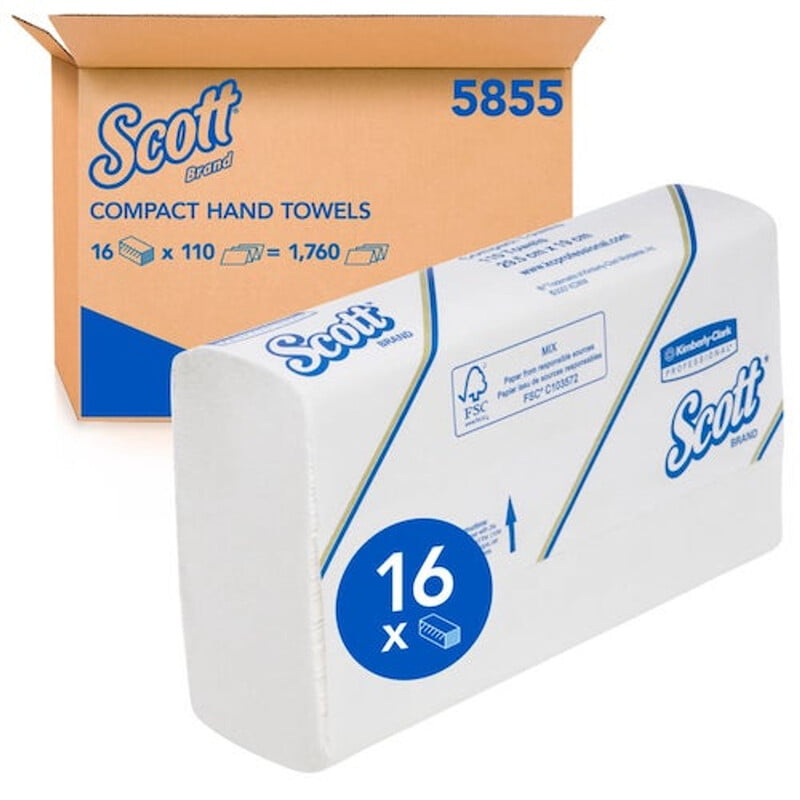Scott Compact Hand Towel 29.5x19cm 110 Sheet Carton of 16 - Hytex ...