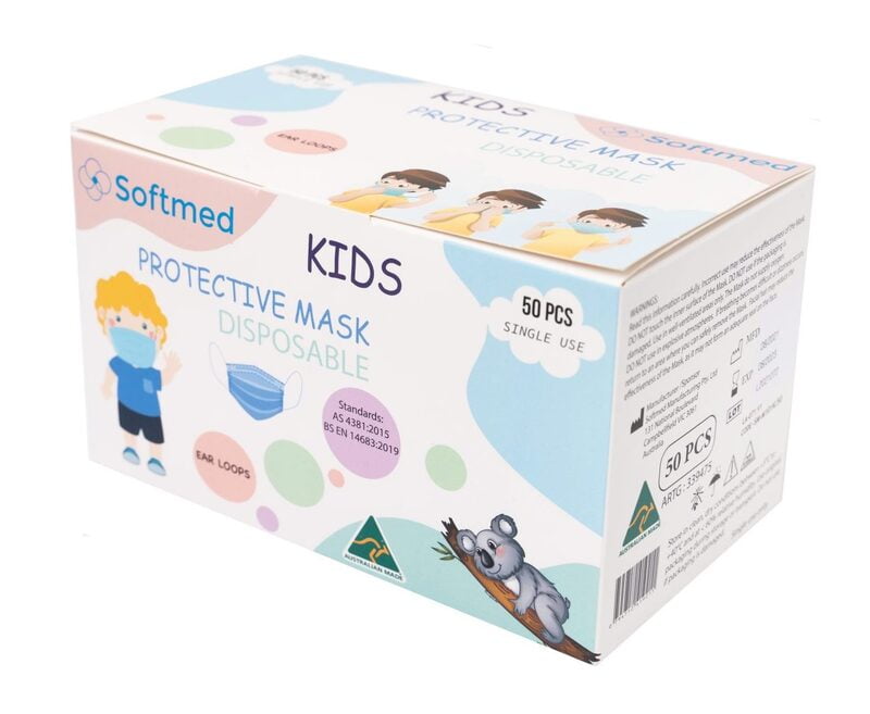 Softmed Childrens Level 3 Surgical Masks With Ear Loops Pack of 50 ...