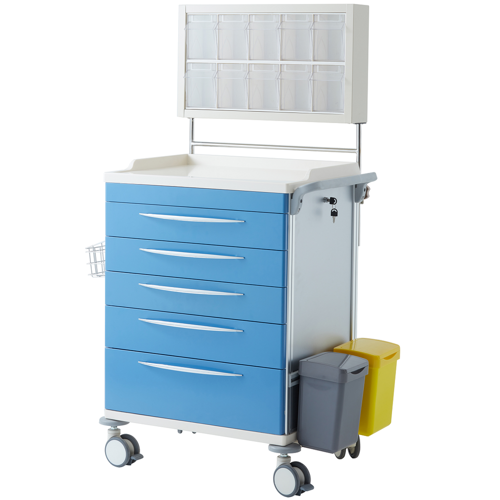 Pacific Medical Anesthesia Medical Trolley 5 Drawer Blue | Hytex Healthcare