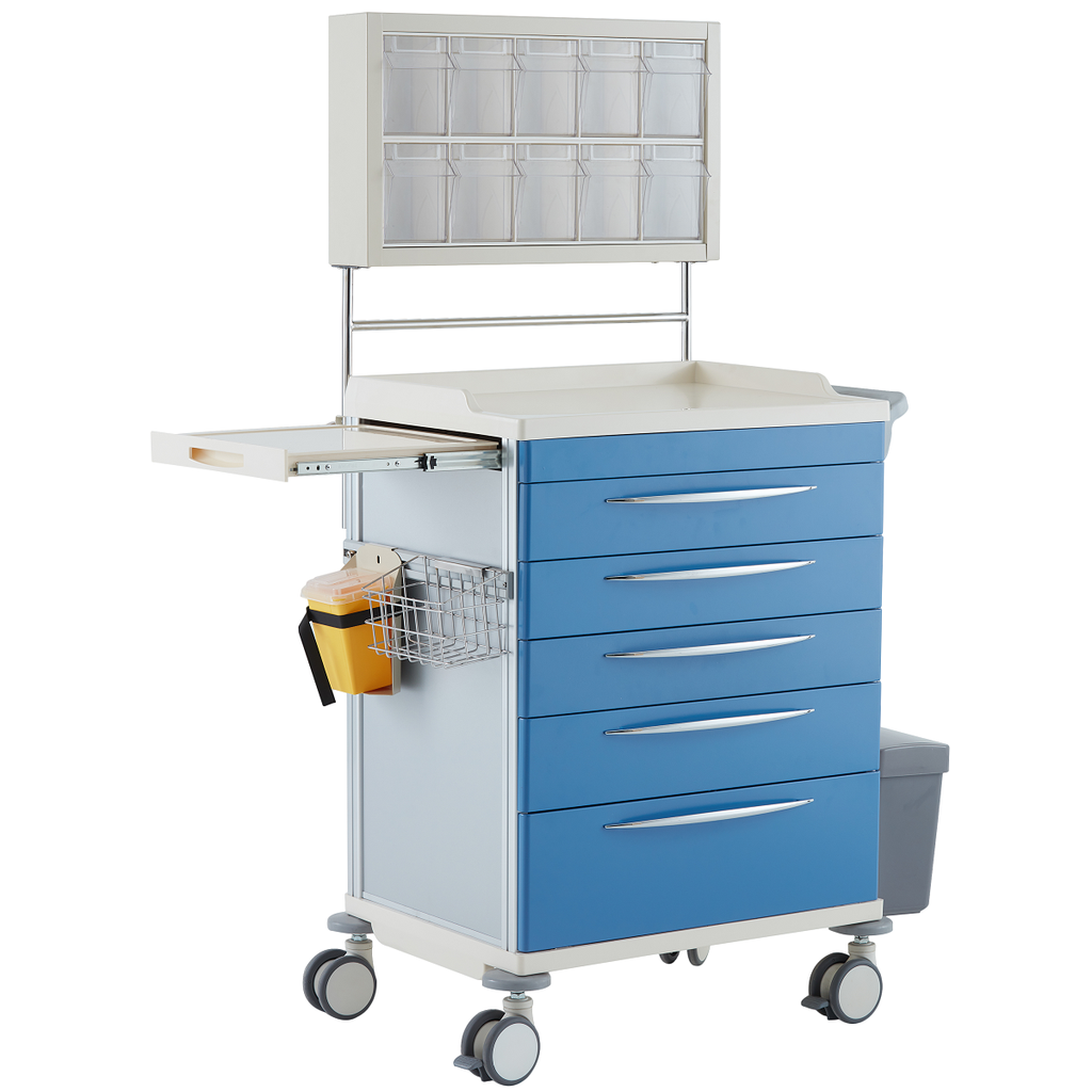 Pacific Medical Anesthesia Medical Trolley 5 Drawer Blue | Hytex Healthcare