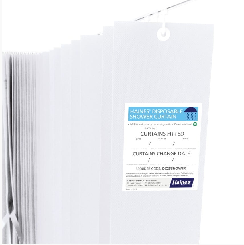 Haines Disposable Antimicrobial Shower Curtain 2.5x1.8m White Pack of ...