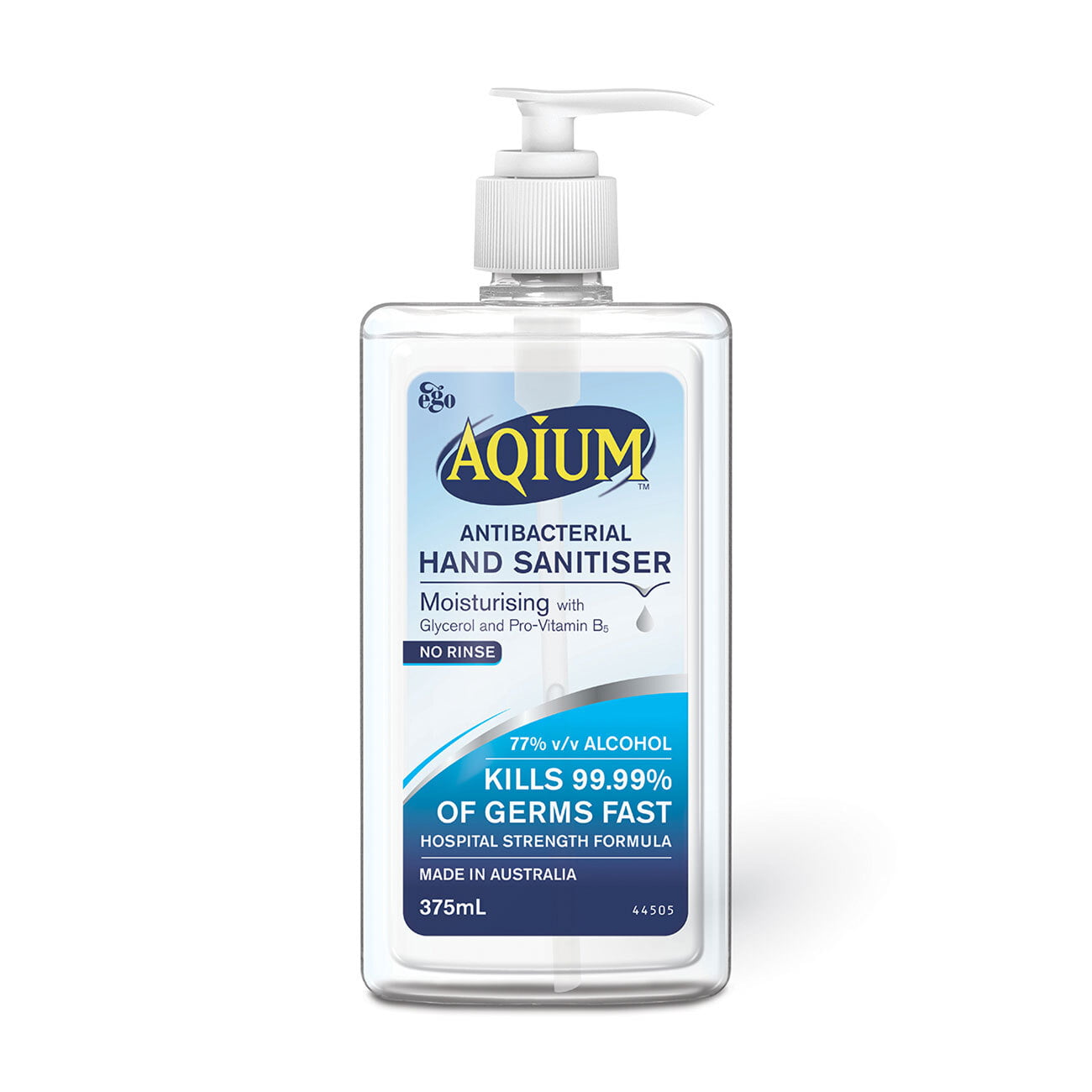 Aqium Antibacterial Hand Sanitiser 375ml Pump - Hytex Healthcare