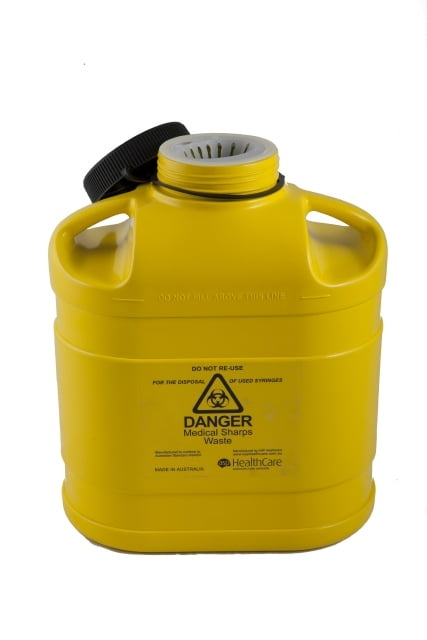 ASP Healthcare FITTANK Sharps Container Yellow 5 Litre Screw Top With ...
