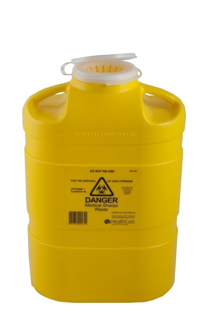 ASP Healthcare FITTANK Sharps Container Yellow 8 Litre Resealable Snap ...