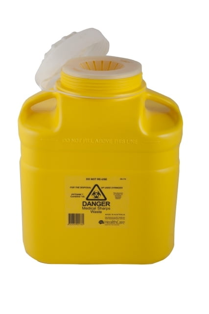 ASP Healthcare FITTANK Sharps Container Yellow 12 Litre Screw Top With ...